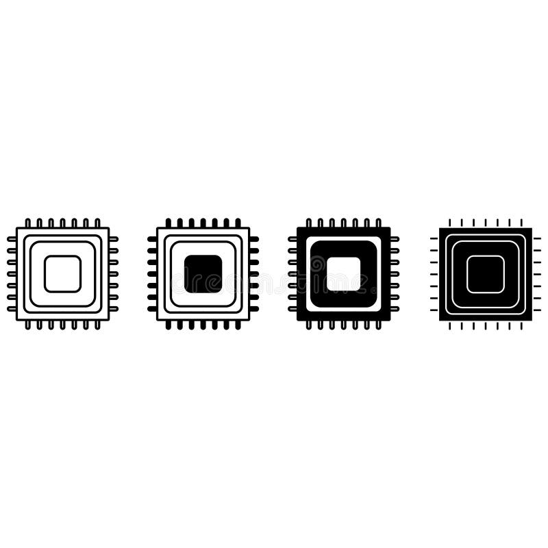 Chip Vector Icon Set. Microchip Illustration Symbol Collection. CPU ...