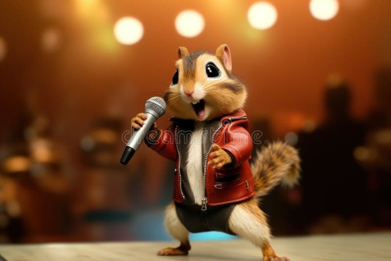 Chipmunk As a Rock Star Singer, Performing on Stage Stock Illustration ...