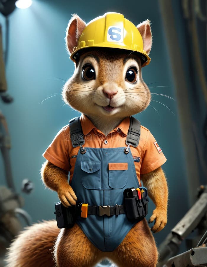 Chipmunk Construction Worker on Site Stock Illustration - Illustration ...