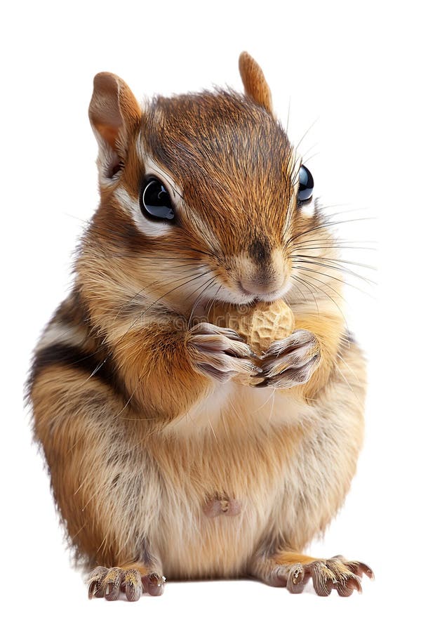 Chipmunk Eating a Peanut Isolated Against a Transparent Background ...