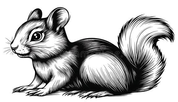 Chipmunk Illustration, Monochrome, Wildlife Stock Image - Image of ...