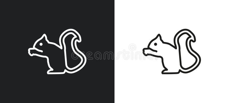 Chipmunk Outline Icon in White and Black Colors. Chipmunk Flat Vector ...