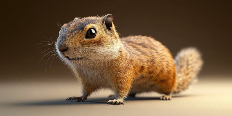Chipmunk on Paved Path: Fluffy Tail and Curious Eyes, Forest Background ...