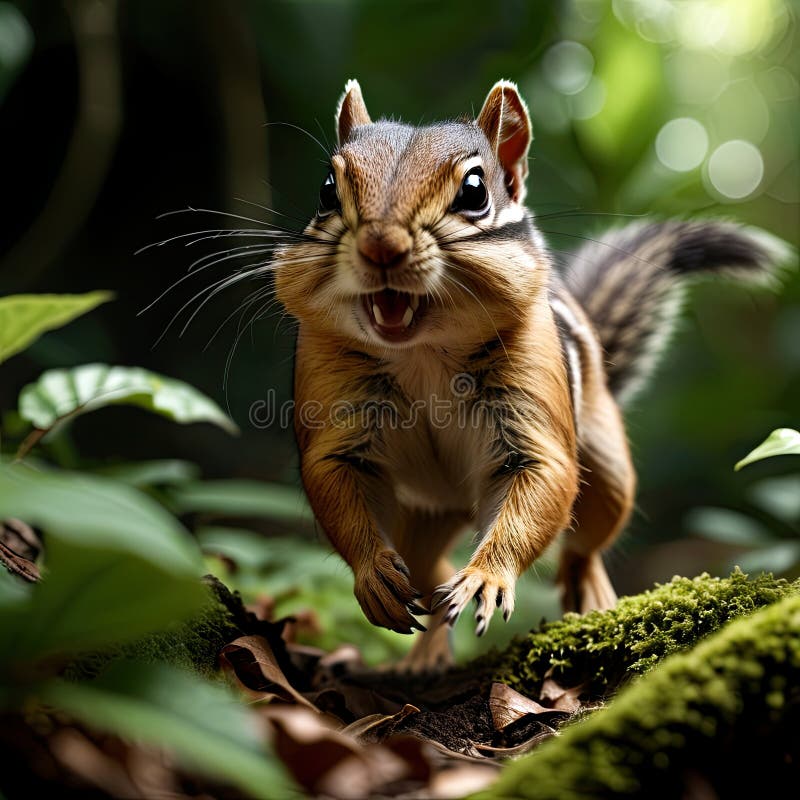 Chipmunk Running through Forest. Stock Illustration - Illustration of ...