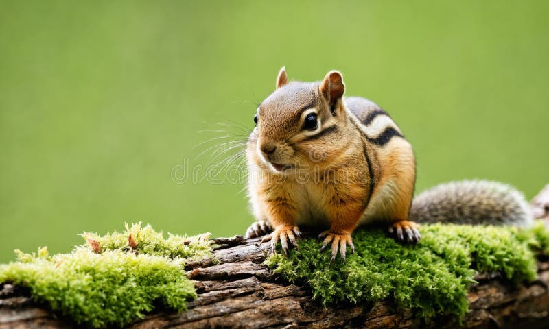 Chipmunk Sitting on Mossy Log Stock Illustration - Illustration of wild ...