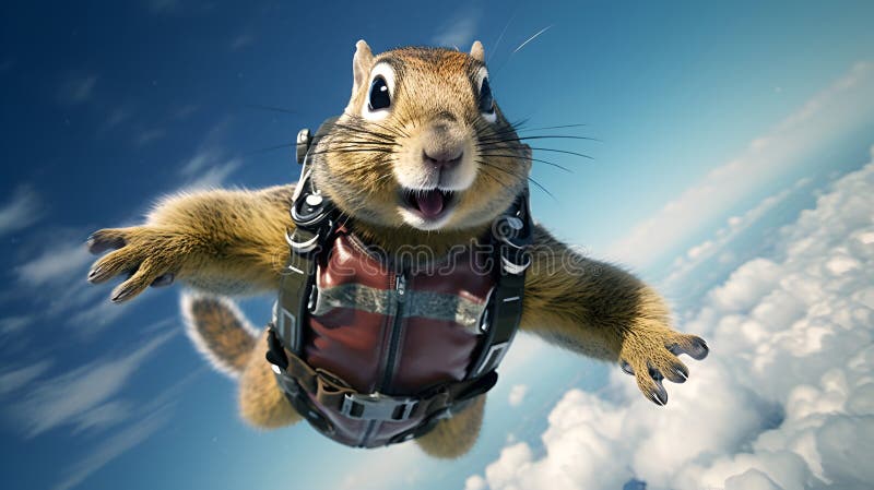 Chipmunk Sky Diving. Motion Blur Stock Illustration - Illustration of ...