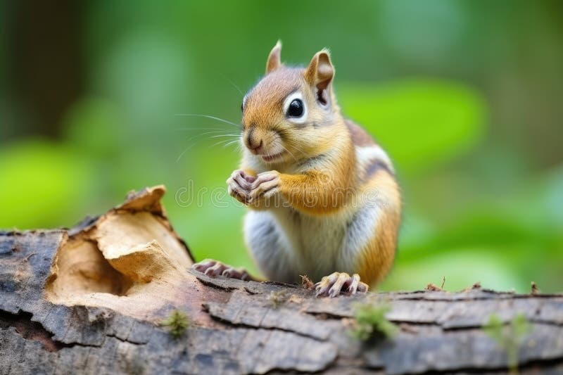 A Chipmunk Storing Nuts in Its Cheeks Stock Photo - Image of autumn ...