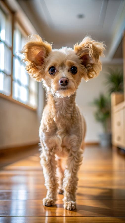 Chipoo dog stands room stock illustration. Illustration of happy ...