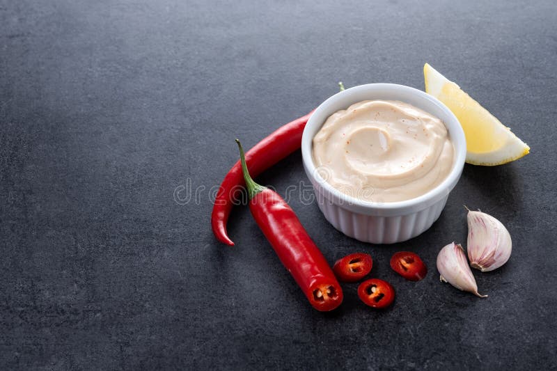 Chipotle Sauce and Spices on Black Slate Background Stock Image - Image ...