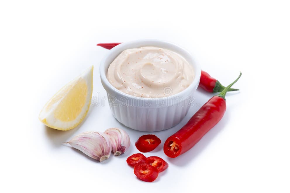 Chipotle Sauce and Spices Isolated on White Background Stock Photo ...