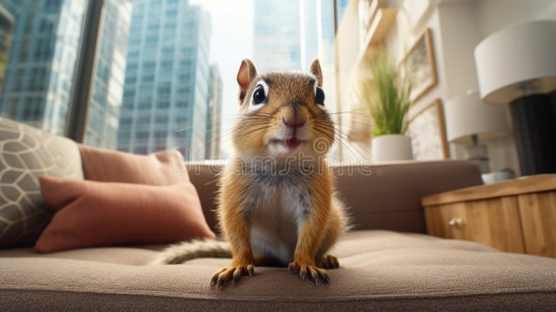 A Chipper Chipmunk in a Stylish Apartment. Stock Photo - Image of furry ...