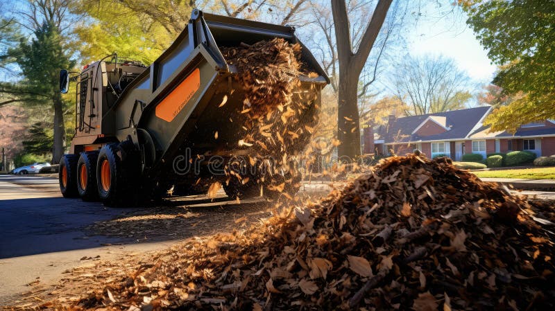 Chipper Tree Removal Service Stock Photo - Image of branches, working ...
