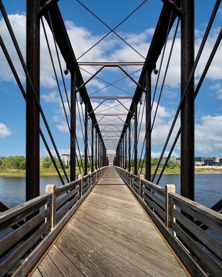 Chippewa River Pedestrian Bridge of Eau Claire Stock Photo - Image of ...