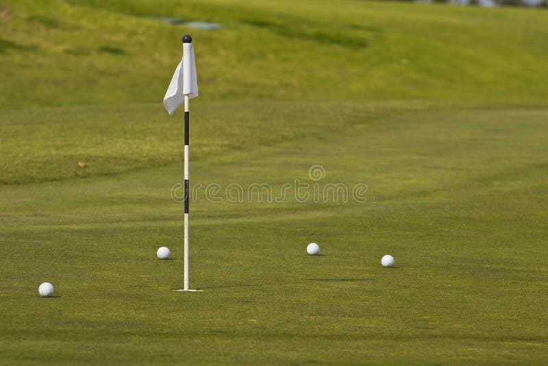 Chipping Green with Flag on Golf Course Stock Image - Image of white ...