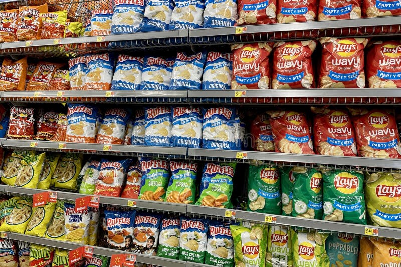 Potato Chips on a Supermarket Shelf Editorial Photography - Image of ...