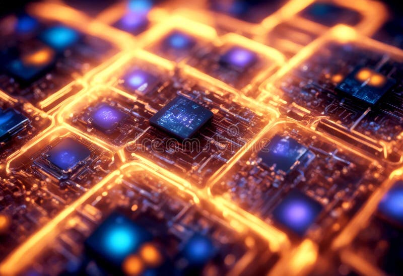 Chips Ai Concept Network Technology Entangled Quantum Light Particles ...
