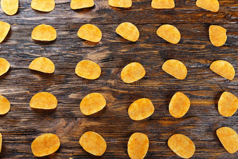 Potato chips in a row stock image. Image of snack, sliced - 3679947
