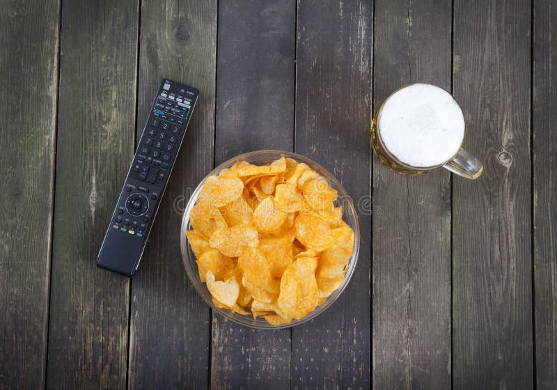 Man with Beer and Remote Control at Home Stock Image - Image of beer ...