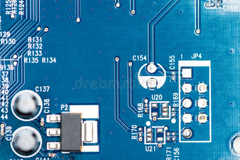 Chips on a blue PCB stock photo. Image of electricity - 45588708