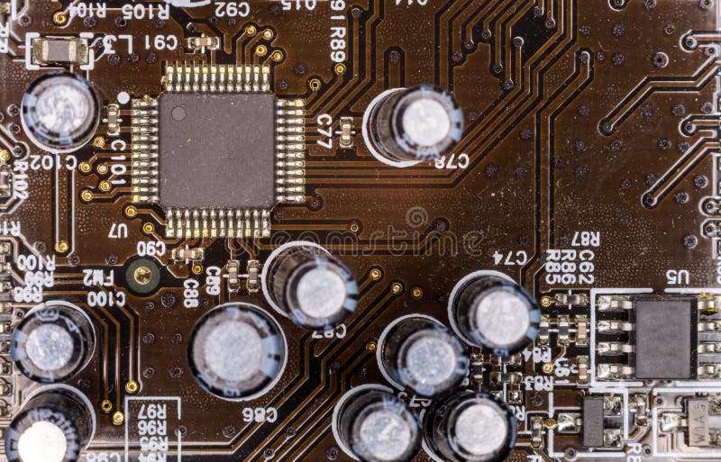 Computer Chips on the Circuit Board. Close-Up Stock Photo - Image of ...