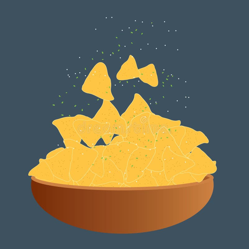 Chips in a Bowl. Vector Illustration Decorative Design Stock Vector ...