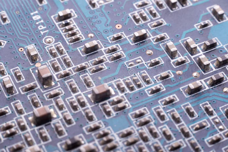 Chips and Capacitors on the Board Stock Photo - Image of maintenance ...