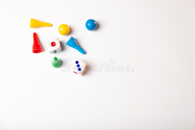 Chips and Cubes for Board Game on a White Background Stock Photo ...