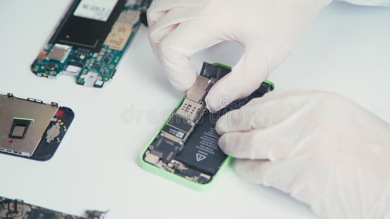 Chips and Details of the Smartphone. Disassembled Cell Phone Battery ...