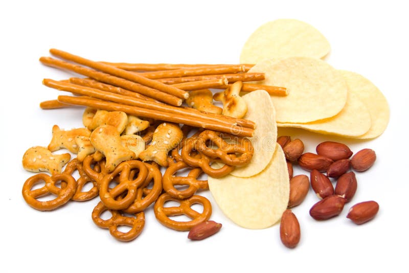 Zoute snacks stock afbeelding. Image of geïsoleerd, snack - 14560583