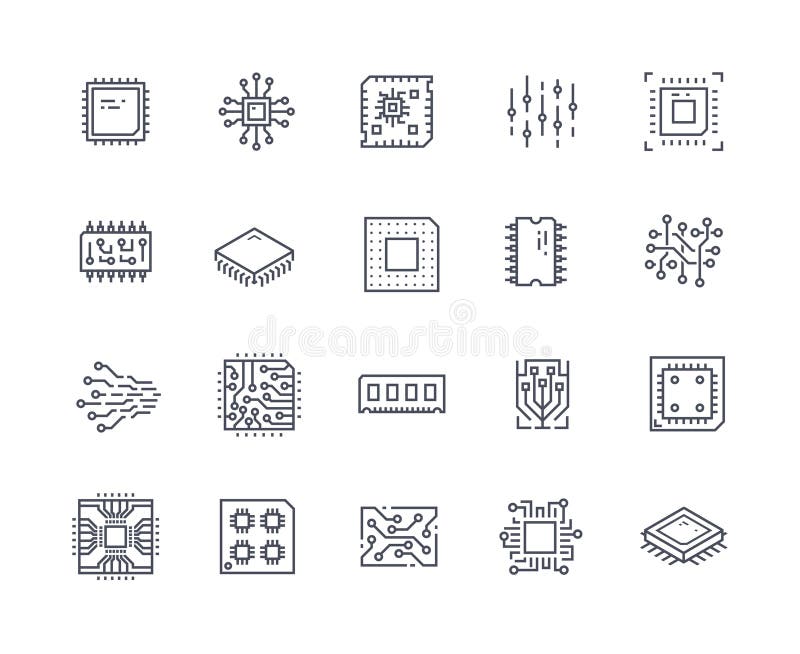 Chips icons outline set stock vector. Illustration of stroke - 274595264