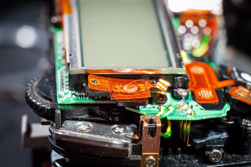 Chips and Microcircuits in a Disassembled Camera Close-up Stock Image ...