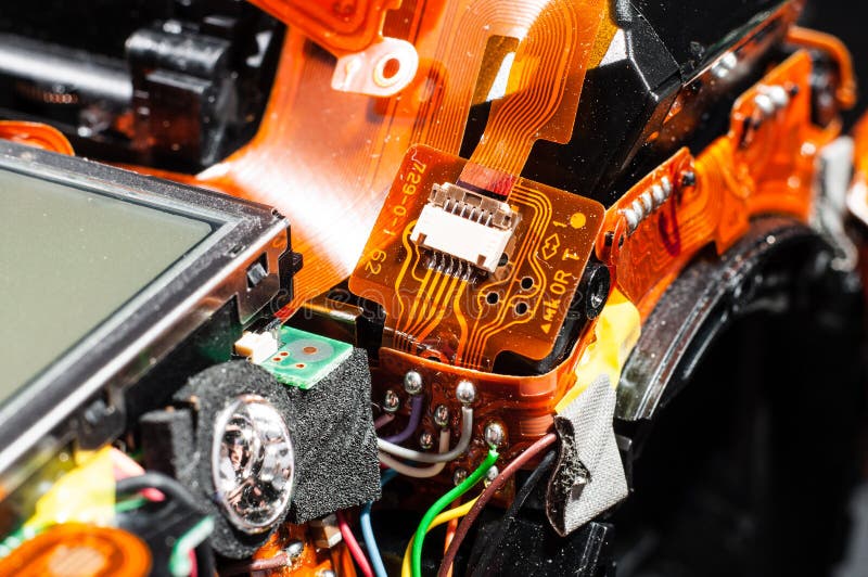 Chips and Microcircuits in a Disassembled Camera Close-up Stock Image ...