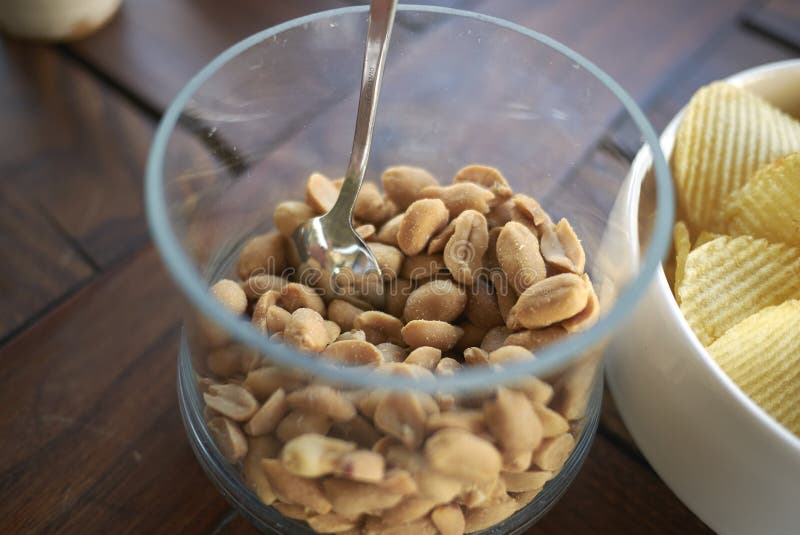 Chips and nuts stock photo. Image of refreshment, cuisine - 124851986