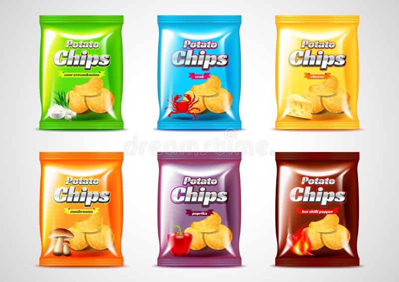 Chips Package Design, Photo Realistic Vector Set Stock Vector ...