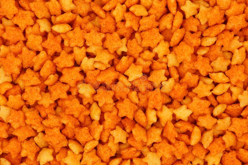 Chips with Paprika Flavor in Star Shape. Background. Top View. Stock ...