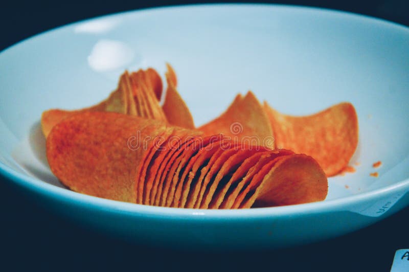 Chips on plate stock photo. Image of crispy, potatoes - 89693812