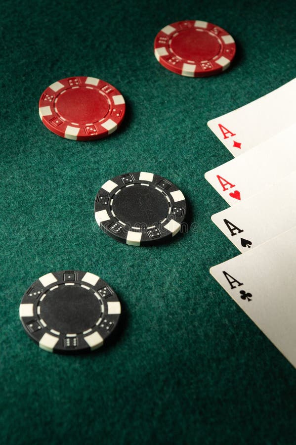 Chips and Playing Cards Four Aces or a Combination of Four Kind or ...