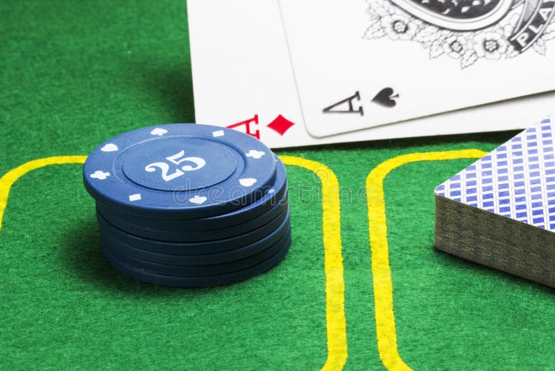 Chips for Poker Deck of Cards and Two Falling Ace Stock Photo - Image ...