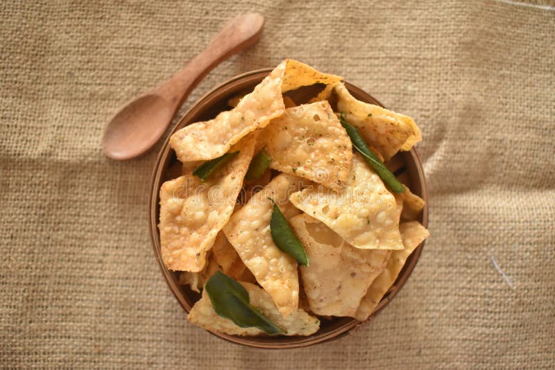 Chips and Spicy Spring Rolls are Typical Indonesian Light Snacks Stock ...