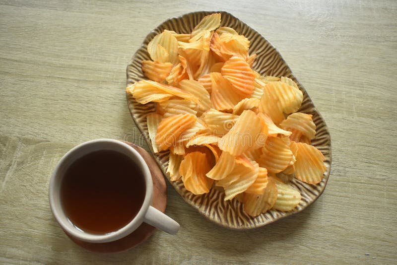 Chips and Spicy Spring Rolls are Typical Indonesian Light Snacks Stock ...