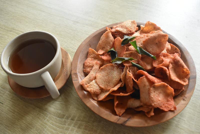 Chips and Spicy Spring Rolls are Typical Indonesian Light Snacks Stock ...