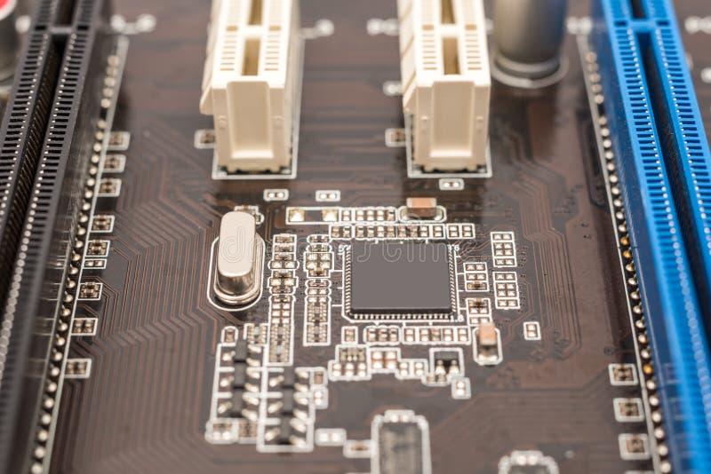 Chipset Circuit and PCI Slots on Motherboard Stock Photo - Image of ...