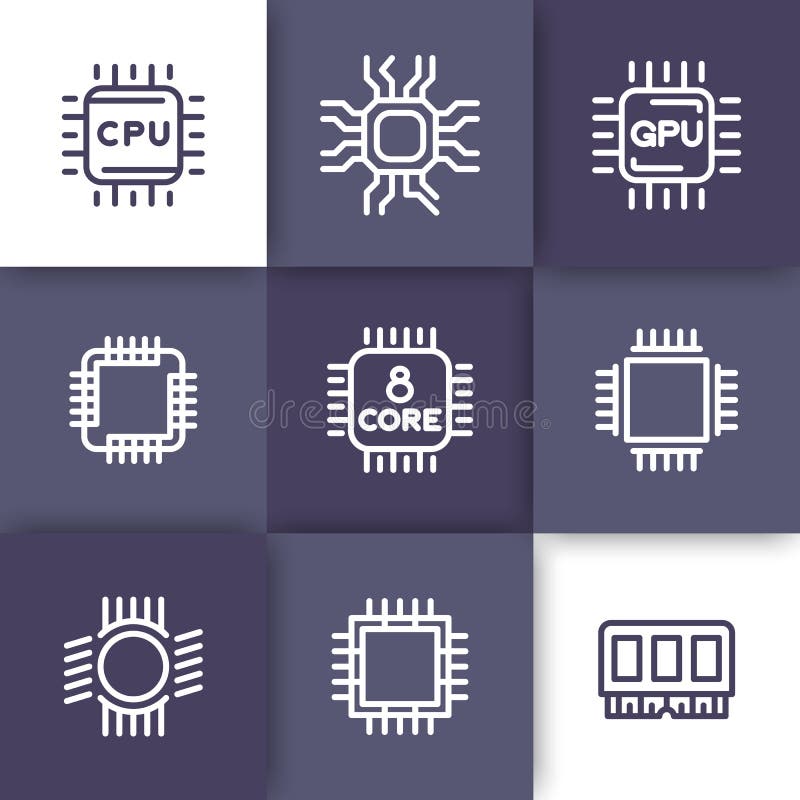Chipset, Cpu Line Icons Set Stock Vector - Illustration of multi ... Chipset, Cpu Line Icons Set Stock Vector - Illustration of multi ...