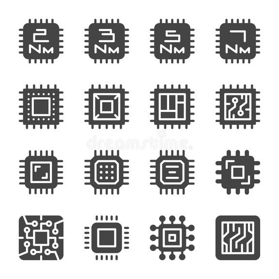 Chipset solid icon set stock vector. Illustration of innovation - 338520522