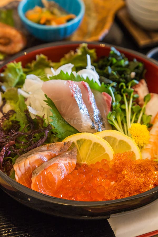 Chirashi Lunch Set - Mix Sashimi Over Rice Stock Photo - Image of bento ...