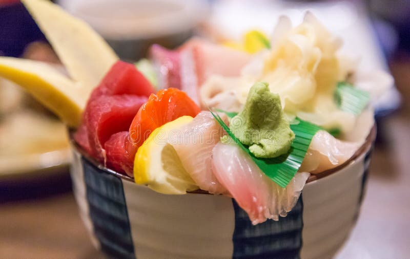 Chirashi - Raw Fish Over Rice Bowl Stock Photo - Image of closeup ...