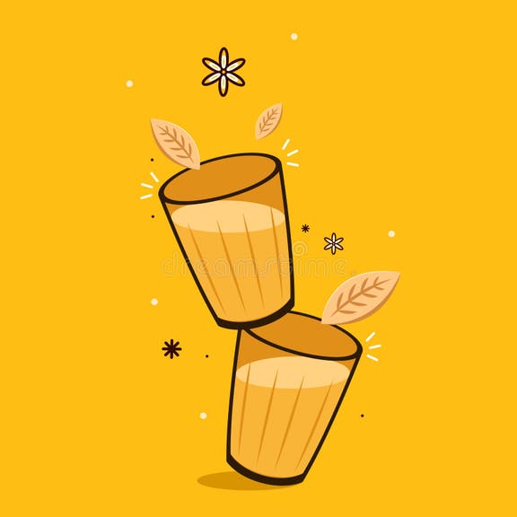 Chai Logo Design. Karak Milk Chai Illustration on Organic Background ...