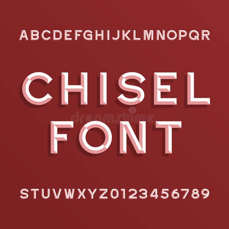 Chisel Alphabet Vector Font. Type Letters and Numbers Stock Vector ...