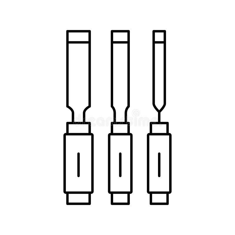 Chisel Carpenter Tools Line Icon Vector Illustration Stock Vector ...