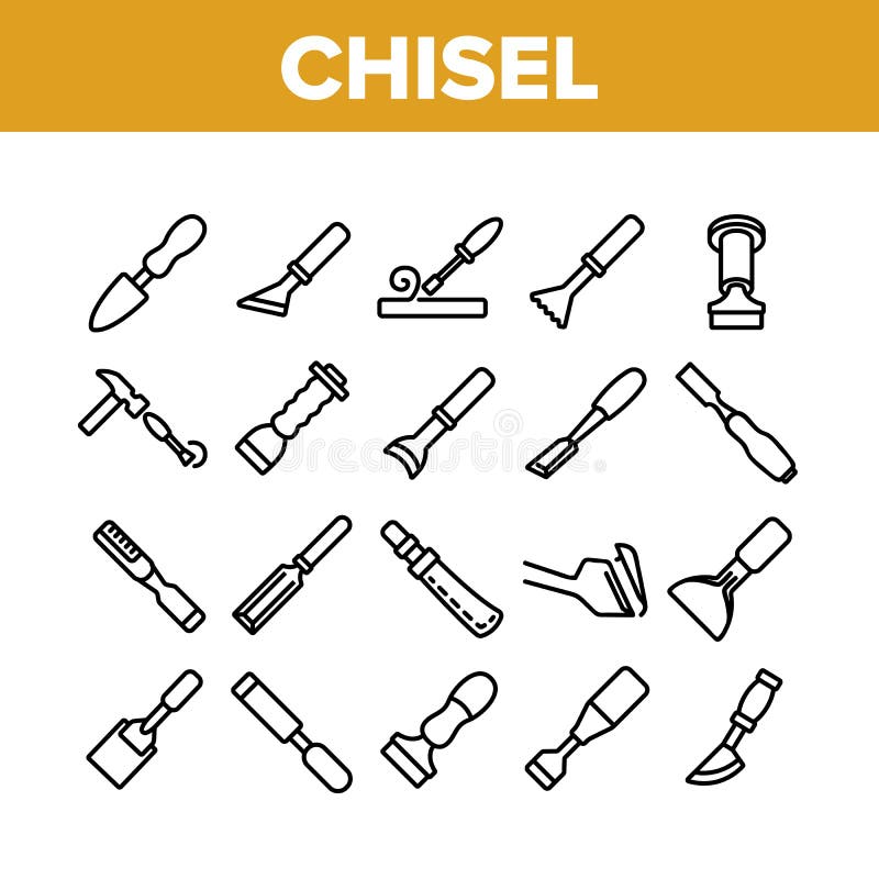Chisel Carpentry Tool Collection Icons Set Vector Stock Vector ...